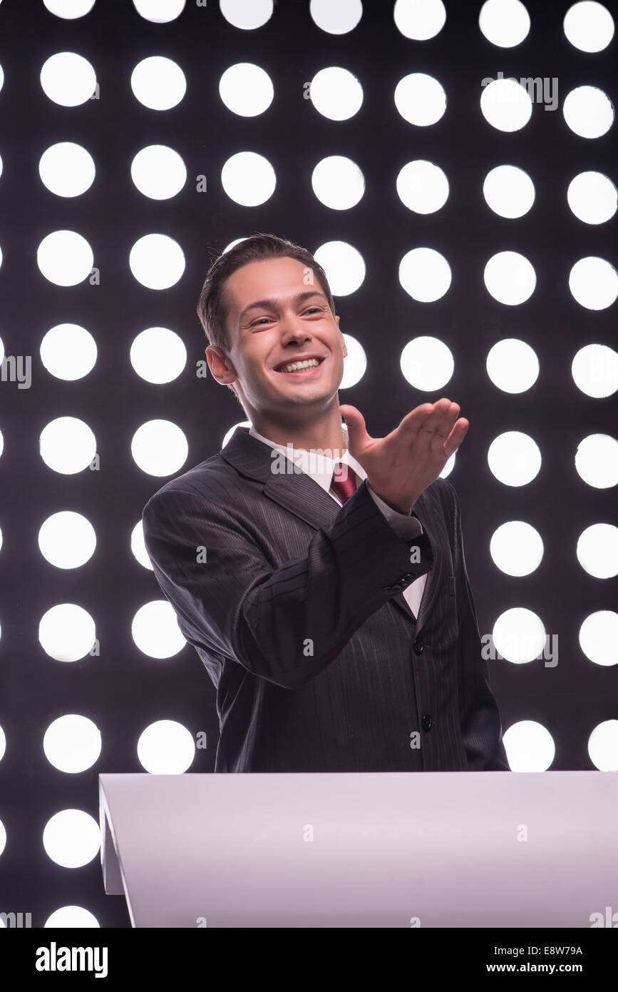 News presenter male studio hi-res stock photography and images - Alamy