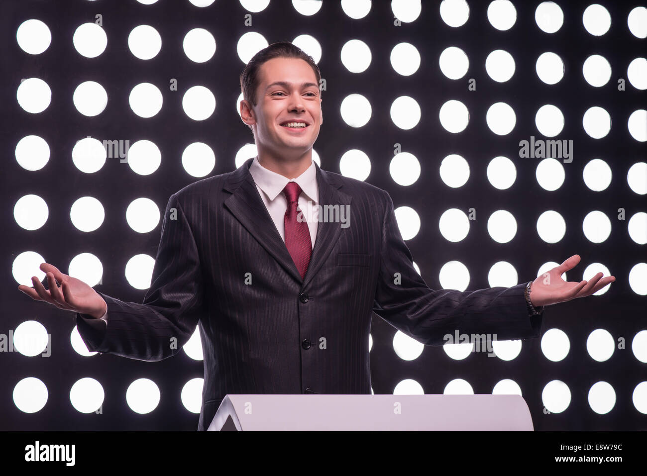 Attractive star TV presenter Stock Photo - Alamy