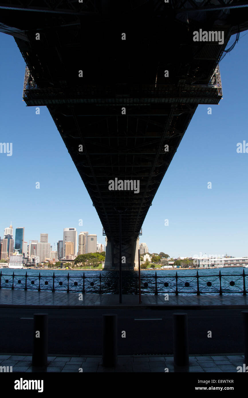 Sydney Harbour Bridge, viewed from underneath at Milsons Point on ...