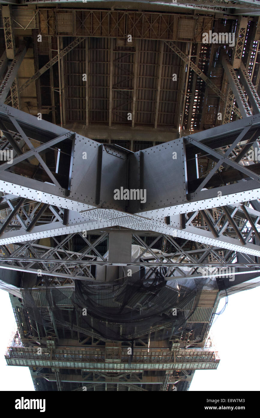 Sydney Harbour Bridge, viewed from underneath at Milsons Point on ...
