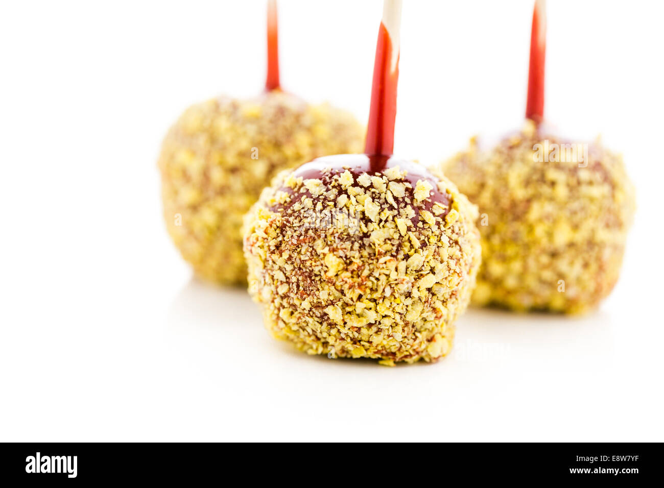 Hand dipped caramel apples decorated for Halloween Stock Photo - Alamy