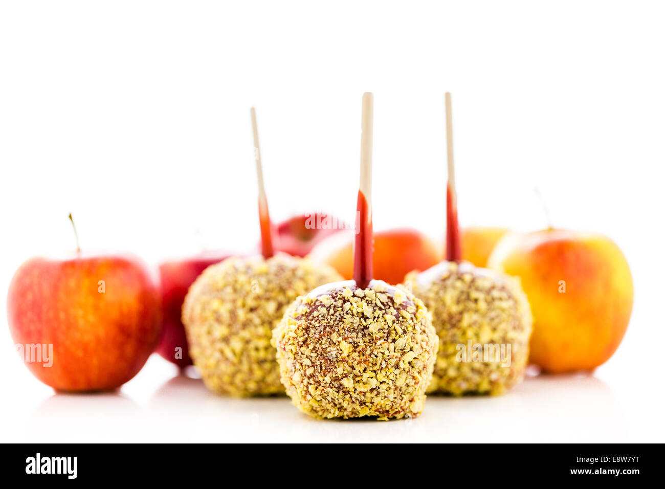 Hand dipped caramel apples decorated for Halloween Stock Photo - Alamy