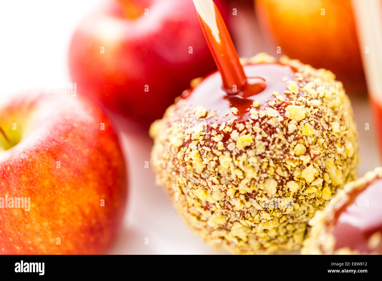 Hand dipped caramel apples decorated for Halloween Stock Photo - Alamy