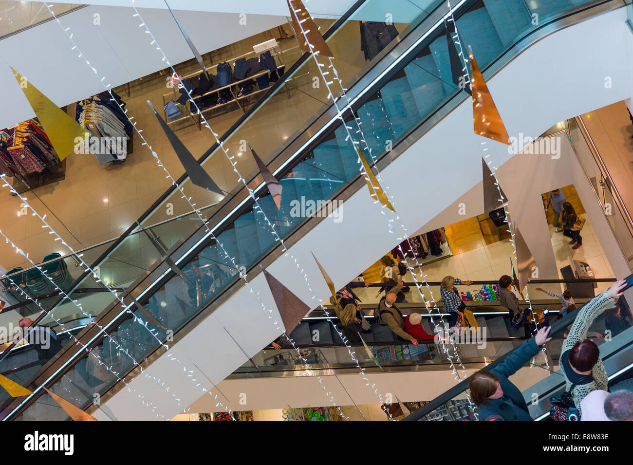 Escalators in a department store Stock Photo - Alamy