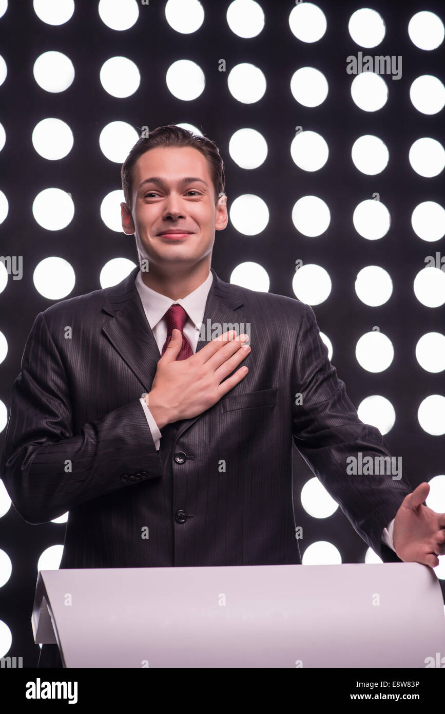 Attractive star TV presenter Stock Photo - Alamy