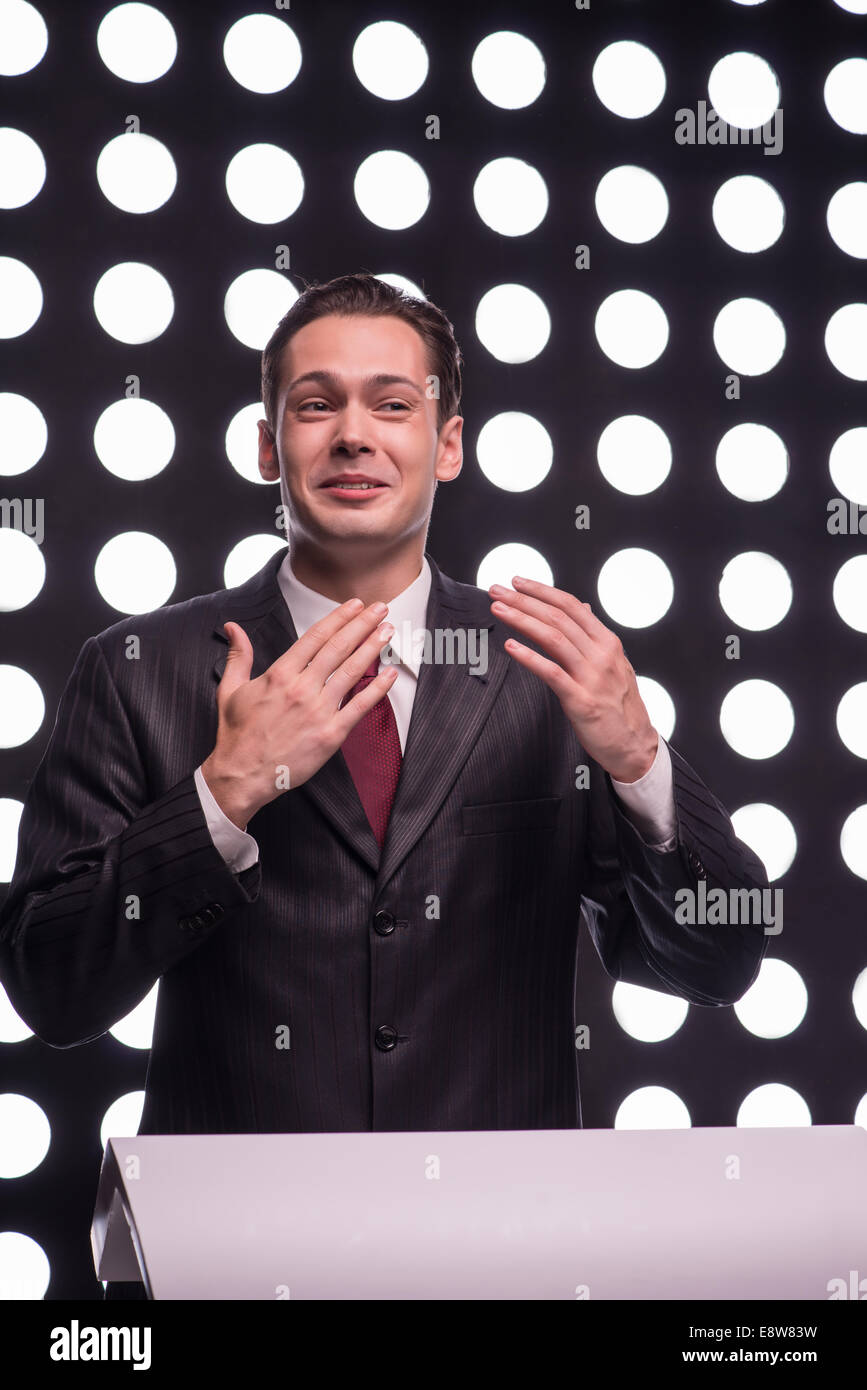 Attractive star TV presenter Stock Photo - Alamy