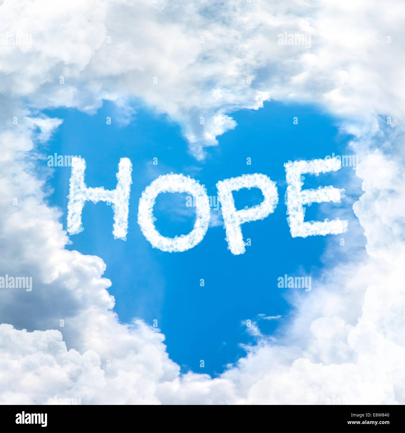 sky cloud hope concept word inside heart shape Stock Photo - Alamy