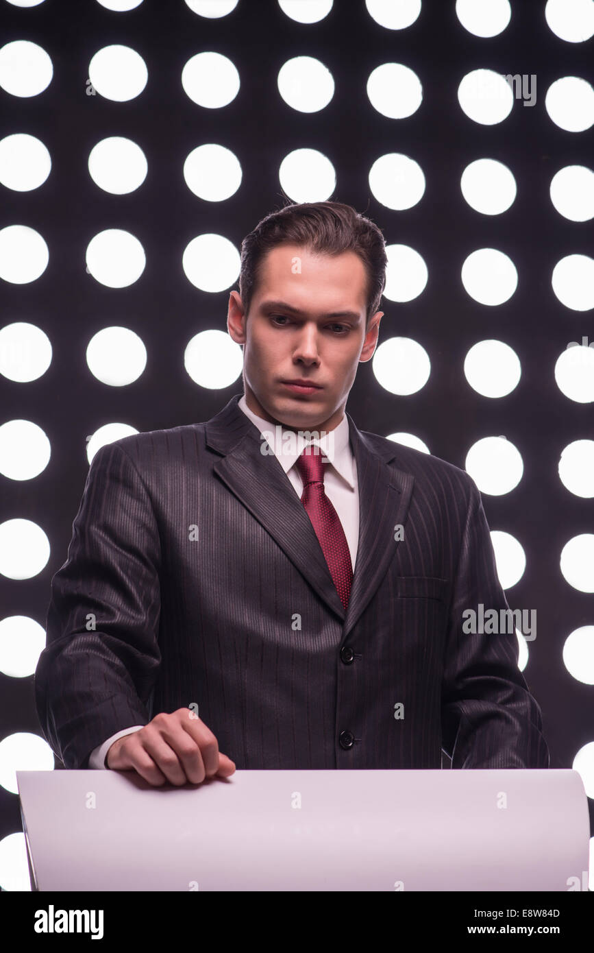 Attractive star TV presenter Stock Photo - Alamy