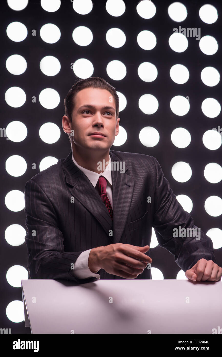 Attractive star TV presenter Stock Photo - Alamy