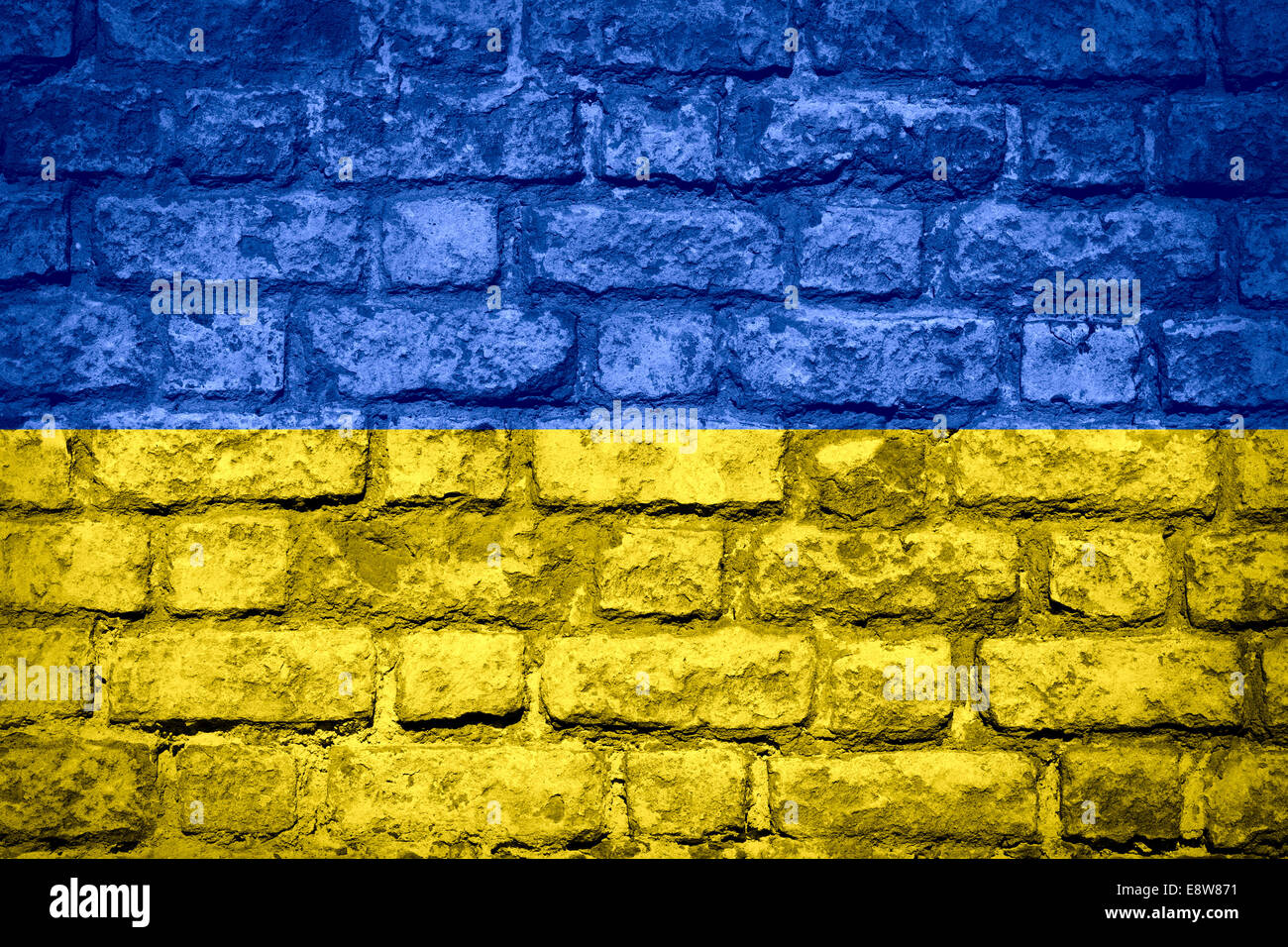 flag of Ukraine or Ukrainian banner on brick texture Stock Photo - Alamy
