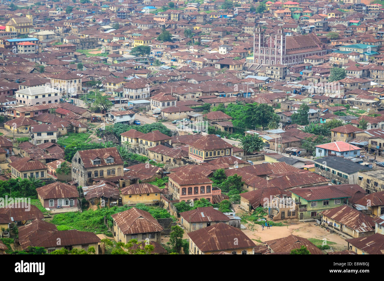 Aerial view of the city of Abeokuta, Ogun state (south-west), Nigeria ...
