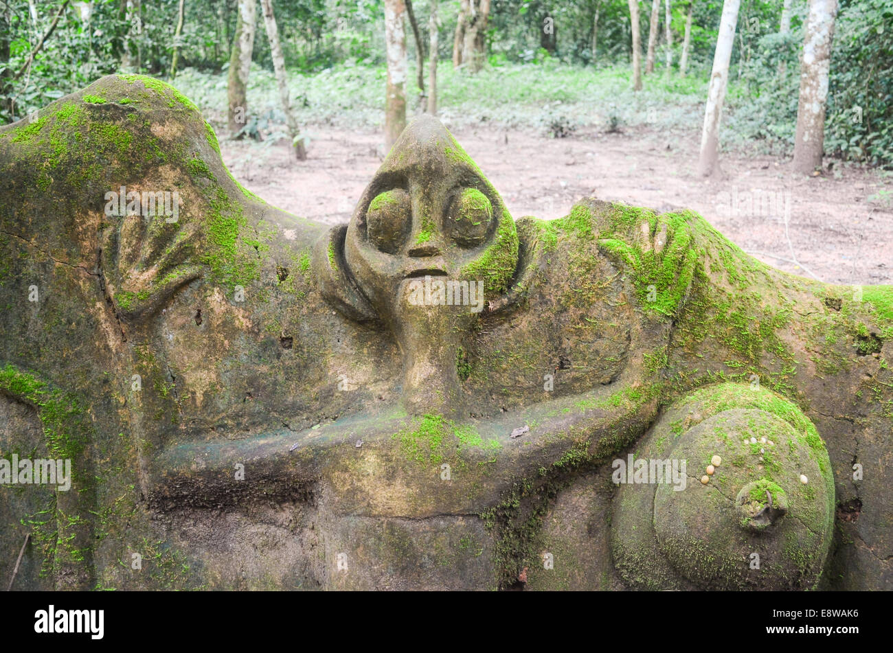 Sculptures in Osun Sacred Grove, UNESCO site in Oshogbo, Nigeria ...