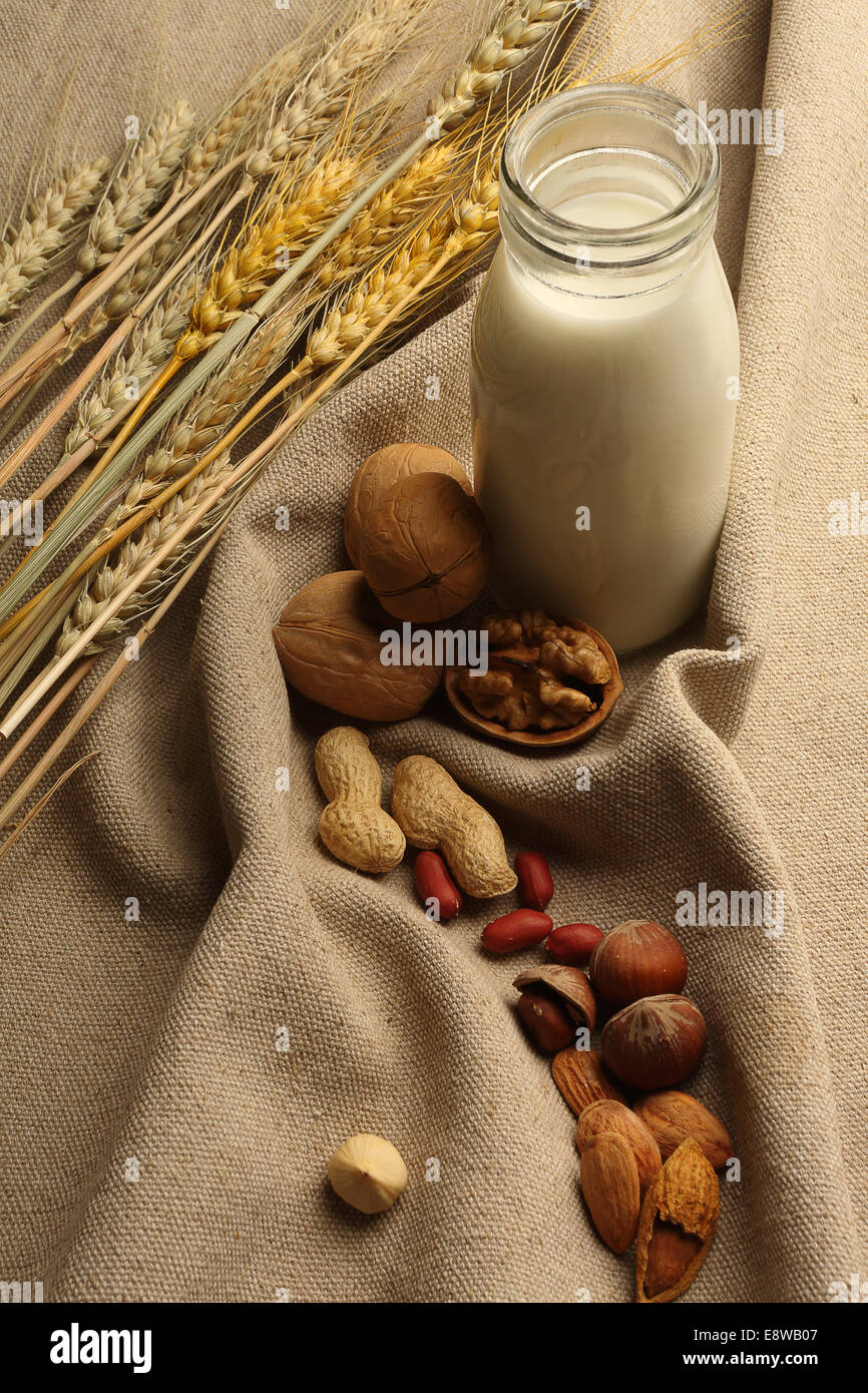 nuts wheat milk Stock Photo - Alamy