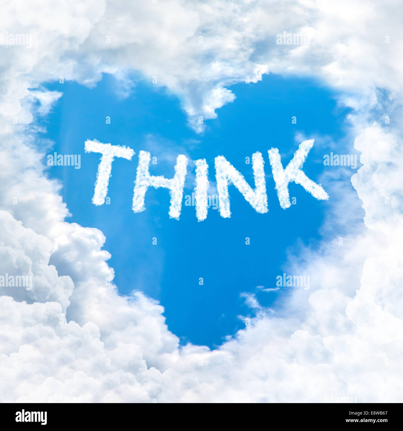 think word on blue sky inside heart cloud form Stock Photo - Alamy