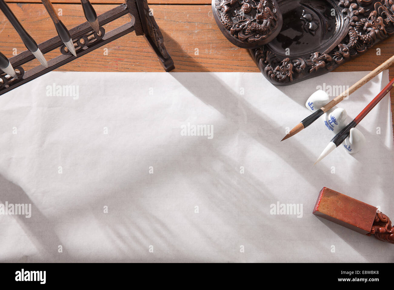 Ink,paper and writing brush Stock Photo - Alamy