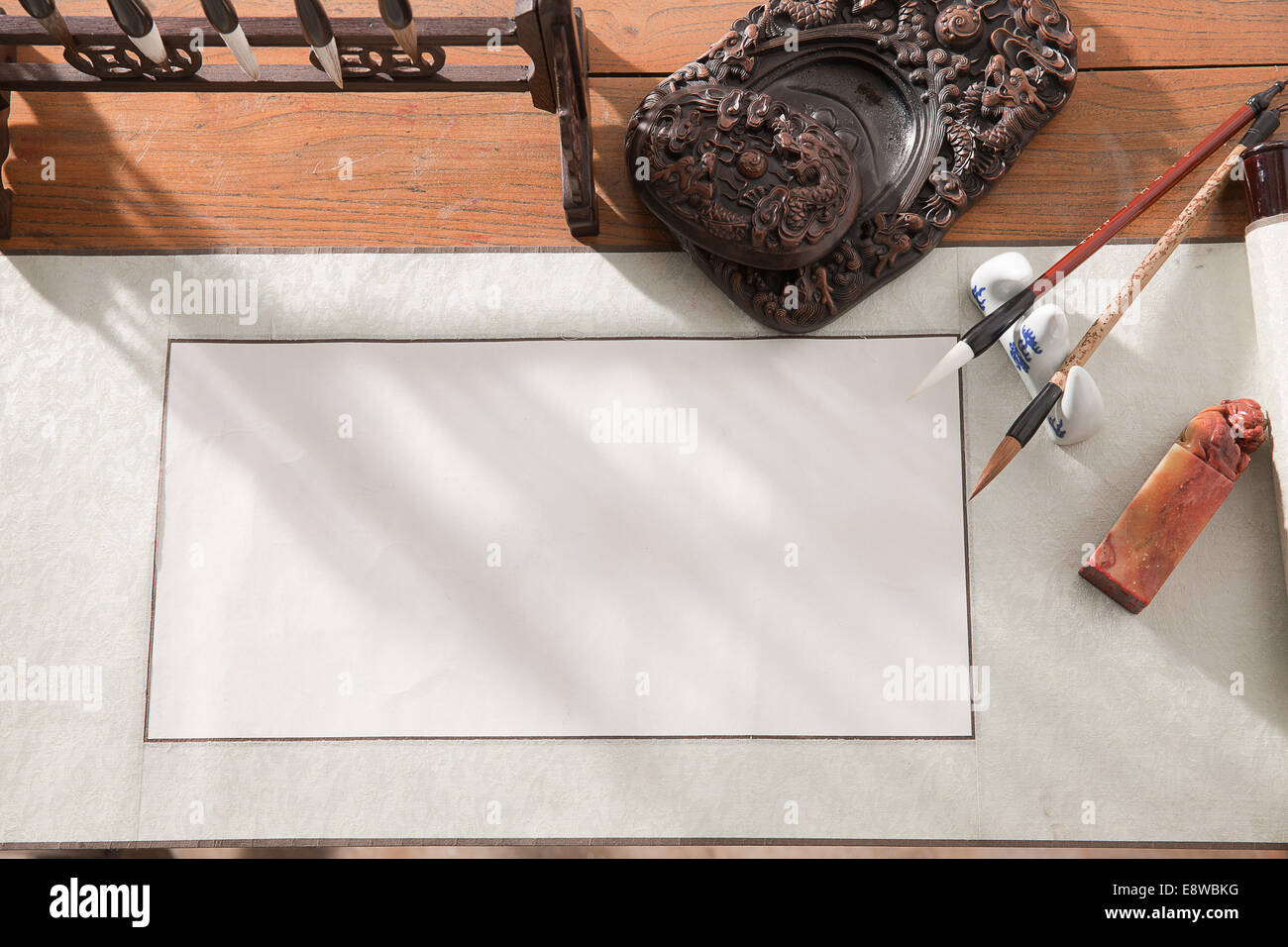 Ink,paper and writing brush Stock Photo - Alamy