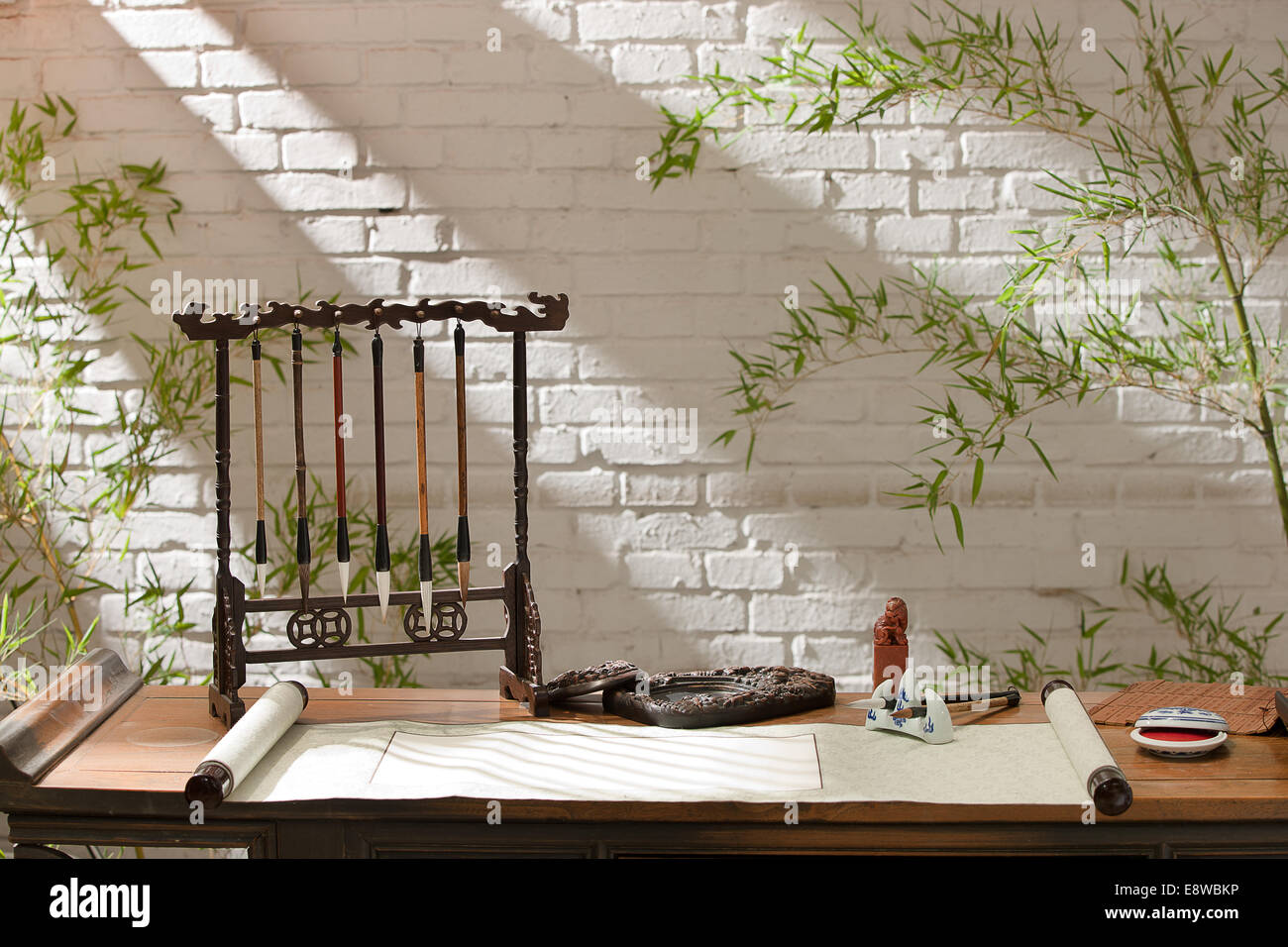 Ink,paper and writing brush Stock Photo - Alamy