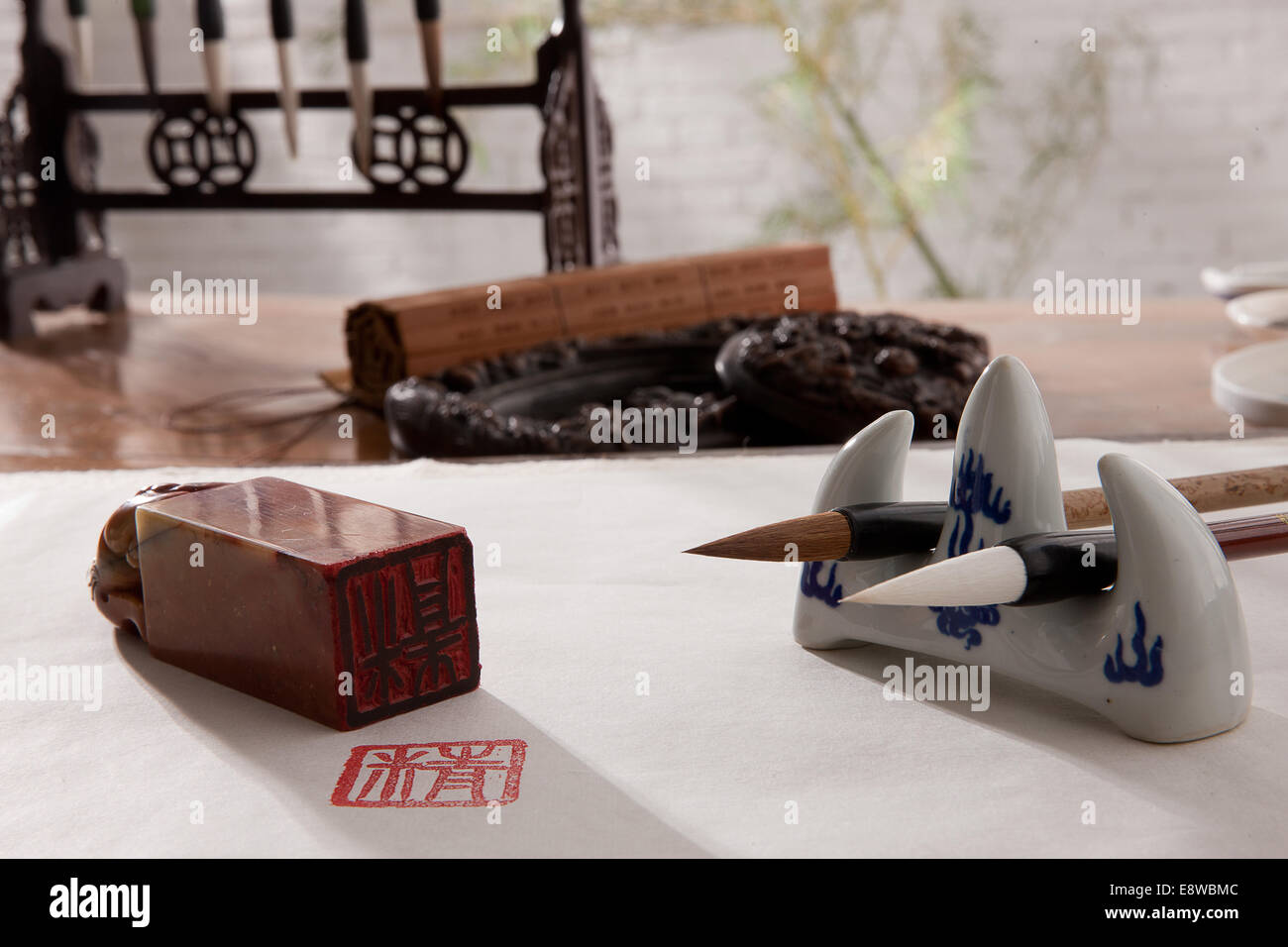 Ink,paper and writing brush Stock Photo - Alamy