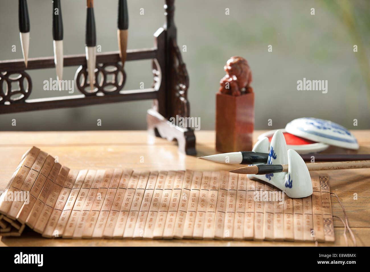 Writing on bamboo slips hi-res stock photography and images - Alamy
