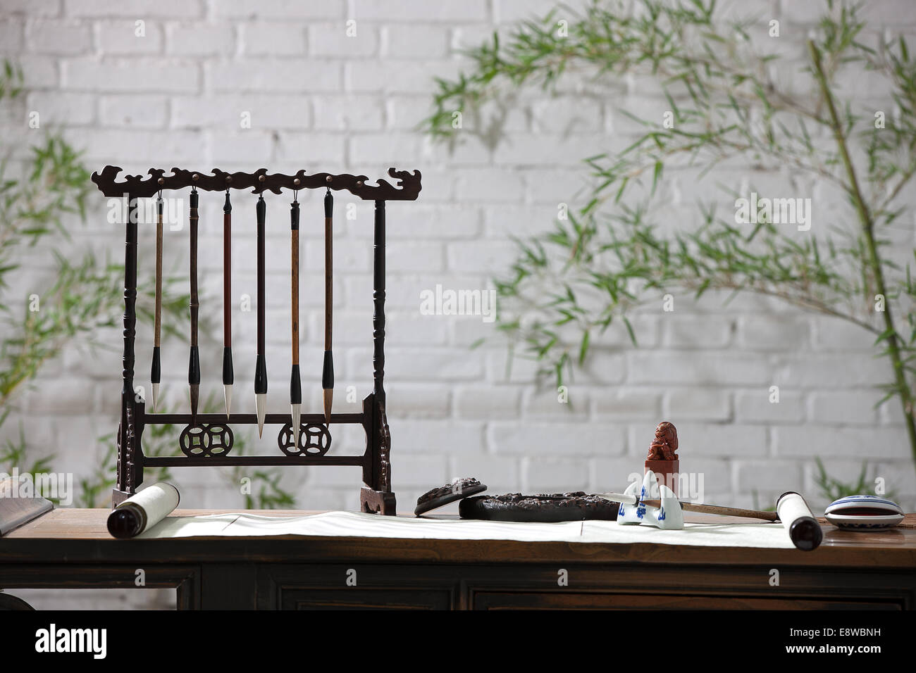 Ink,paper and writing brush Stock Photo - Alamy