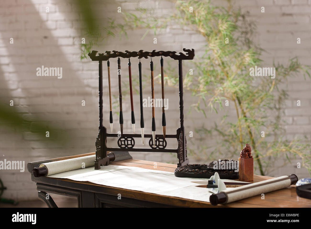 Ink,paper and writing brush Stock Photo - Alamy