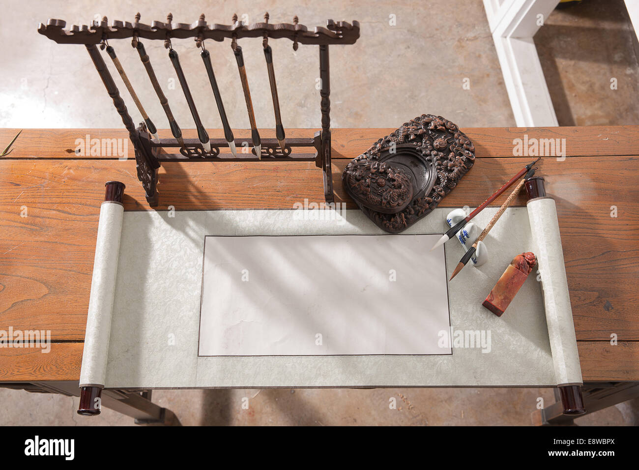 Ink,paper and writing brush Stock Photo - Alamy