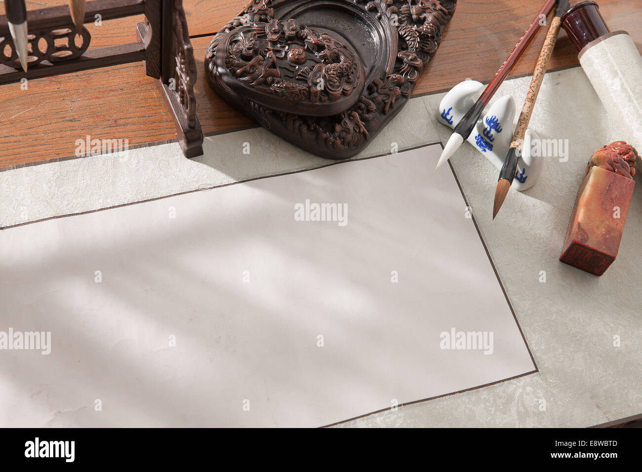 Ink,paper and writing brush Stock Photo - Alamy