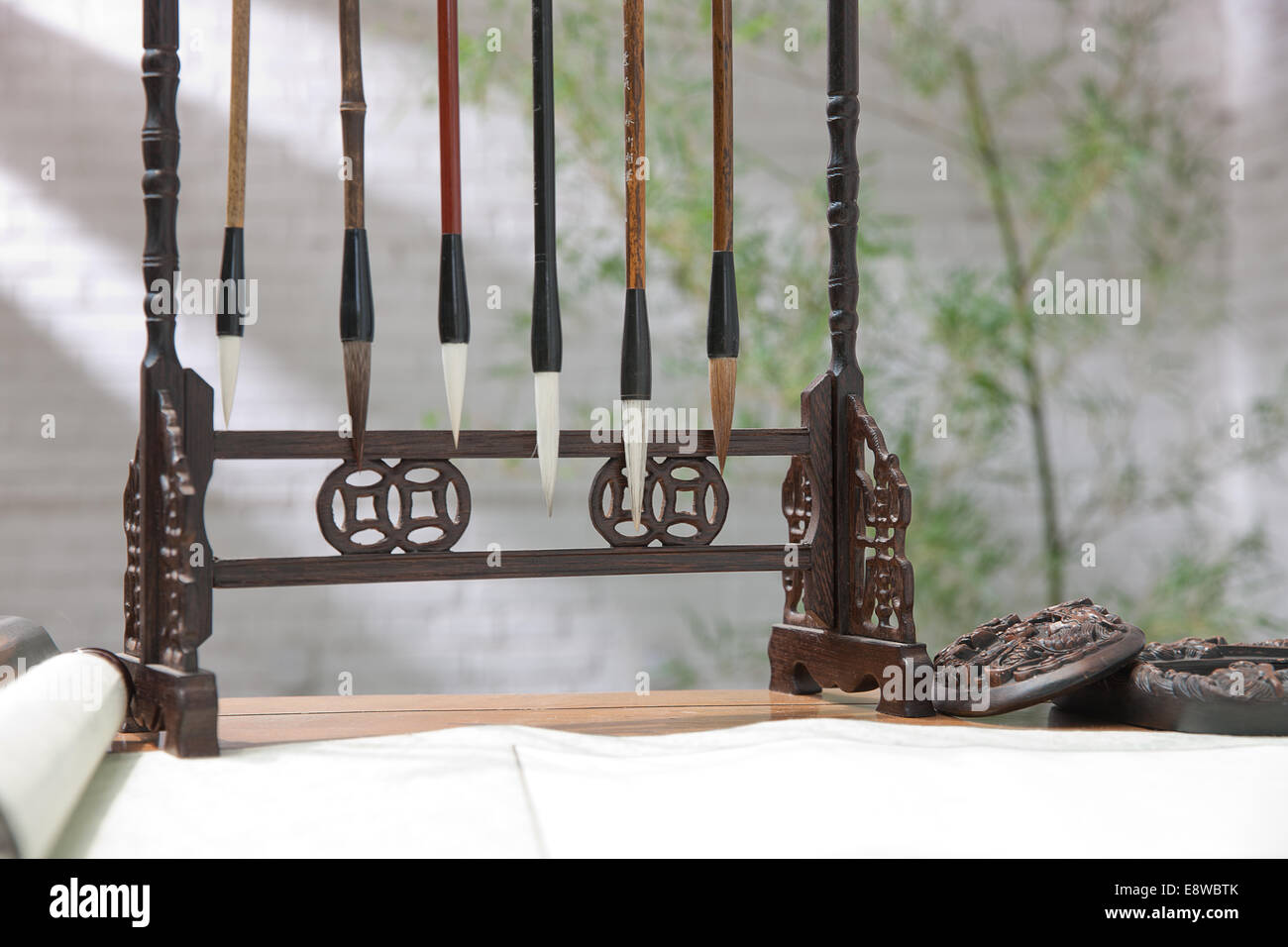 Ink,paper and writing brush Stock Photo - Alamy