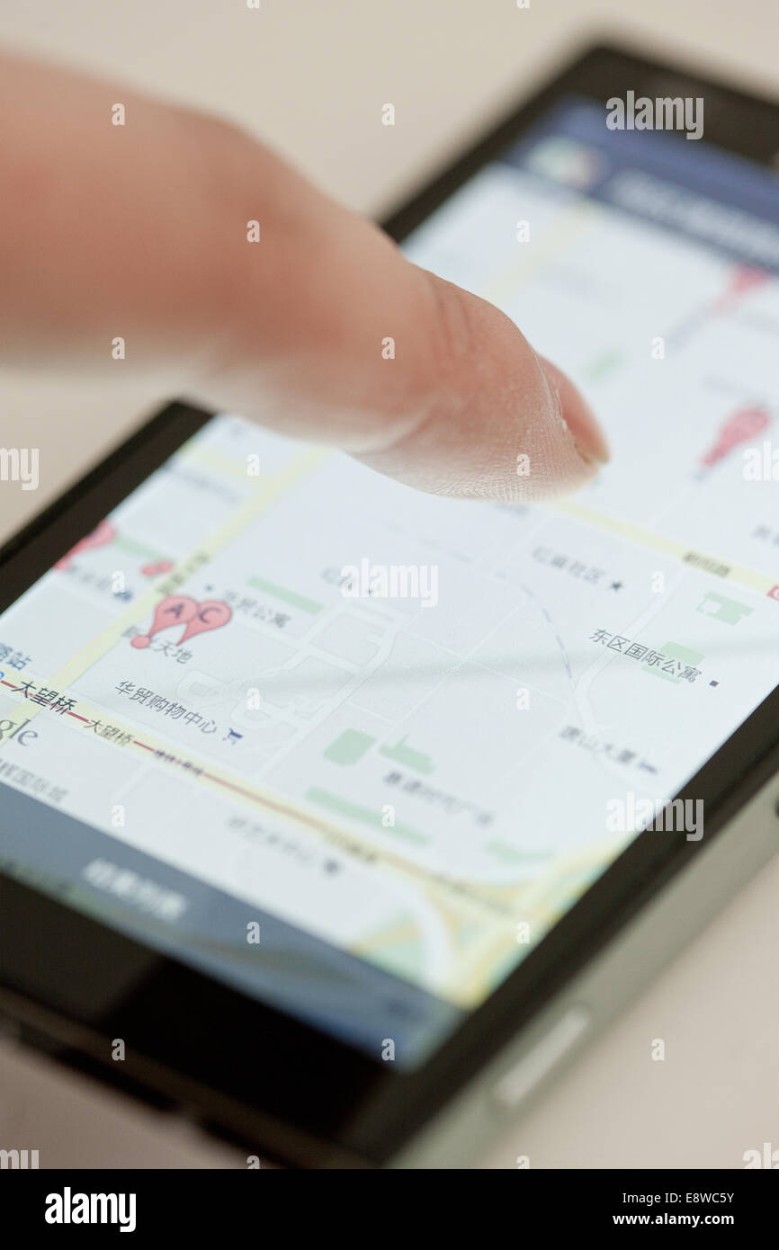 Hand touch screen Stock Photo - Alamy