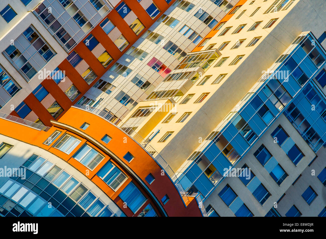 Diagonal photography of colorful modern residential building. Lines ...