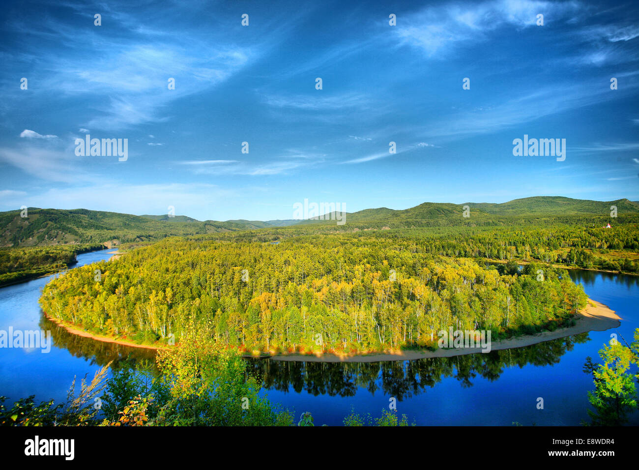 FOREST Heilongjiang River White Deer Island Autumn Stock Photo - Alamy