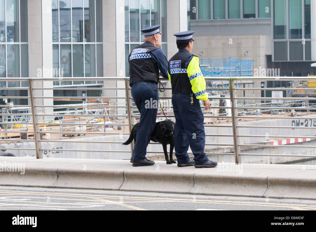 Security guards at Wood Wharf Stock Photo - Alamy