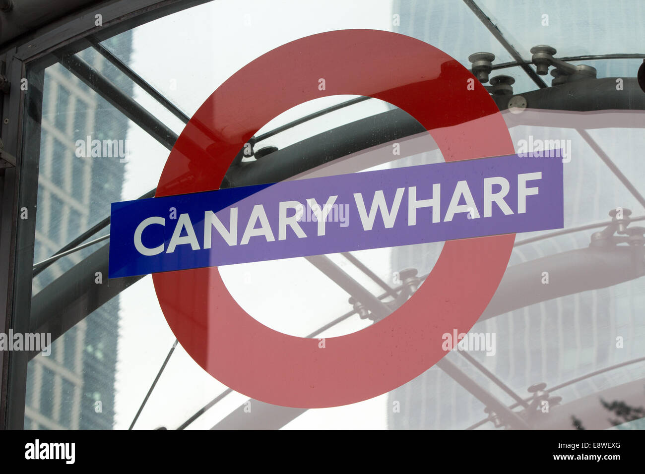 Canary Wharf TFL underground sign Stock Photo - Alamy