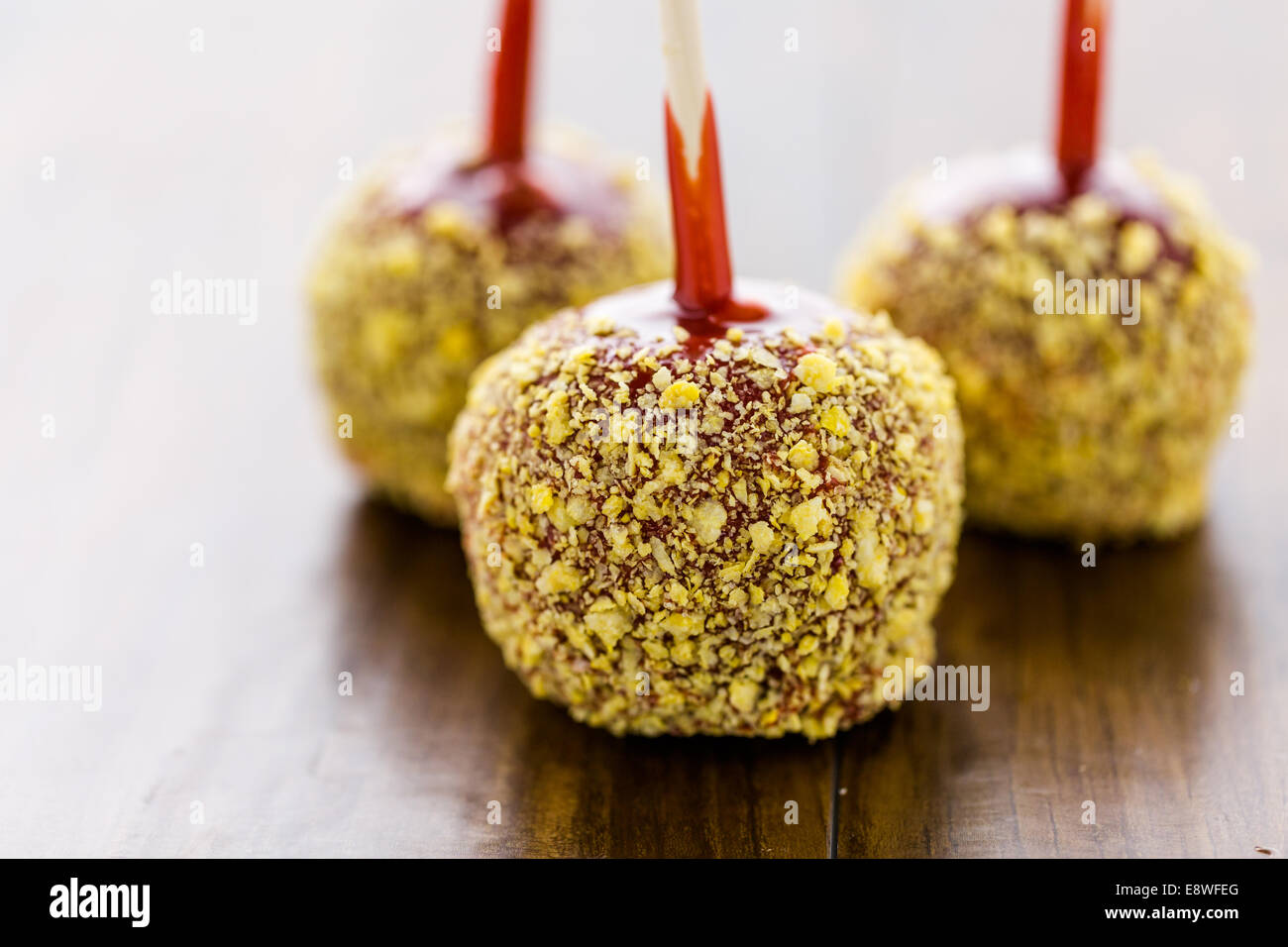 Hand dipped caramel apples decorated for Halloween Stock Photo - Alamy