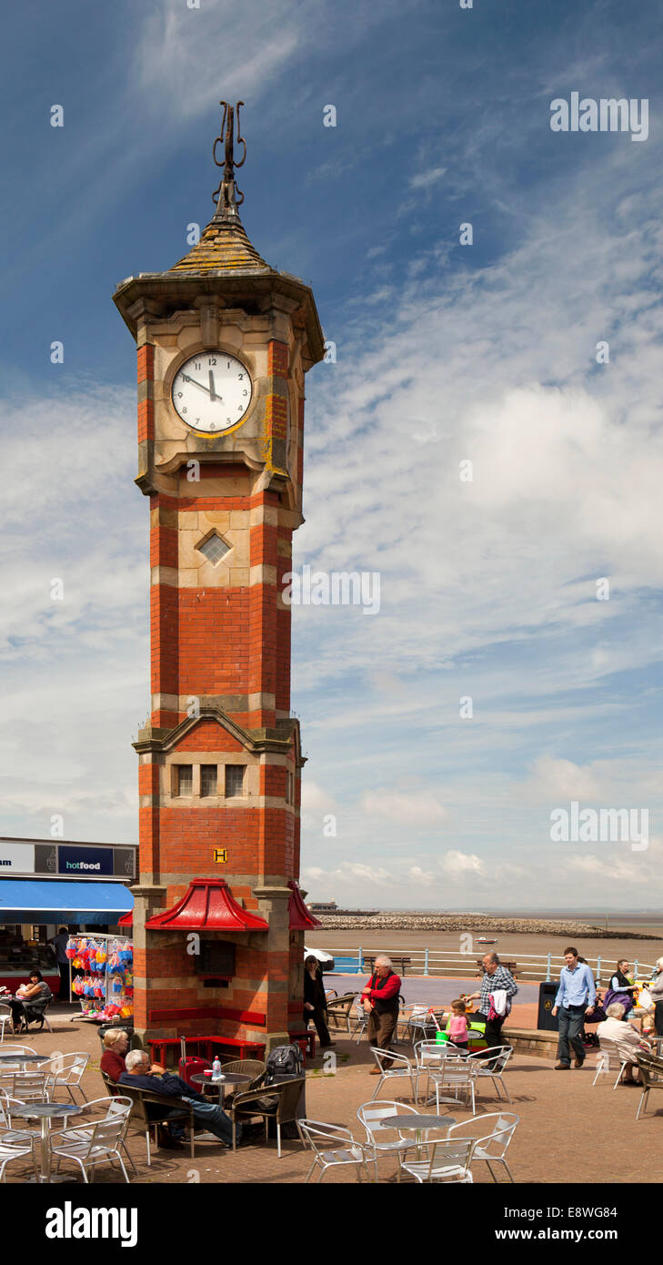 UK, England, Lancashire, Morecambe, seafront, landmark clock tower ...