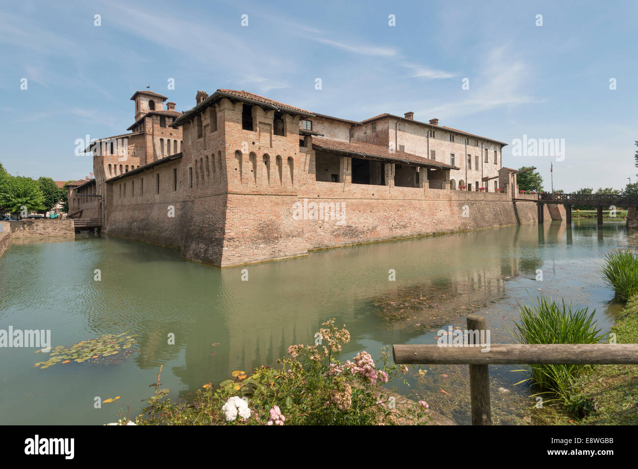 view from north west of the moat and the ancient Visconteo Castle, shot ...