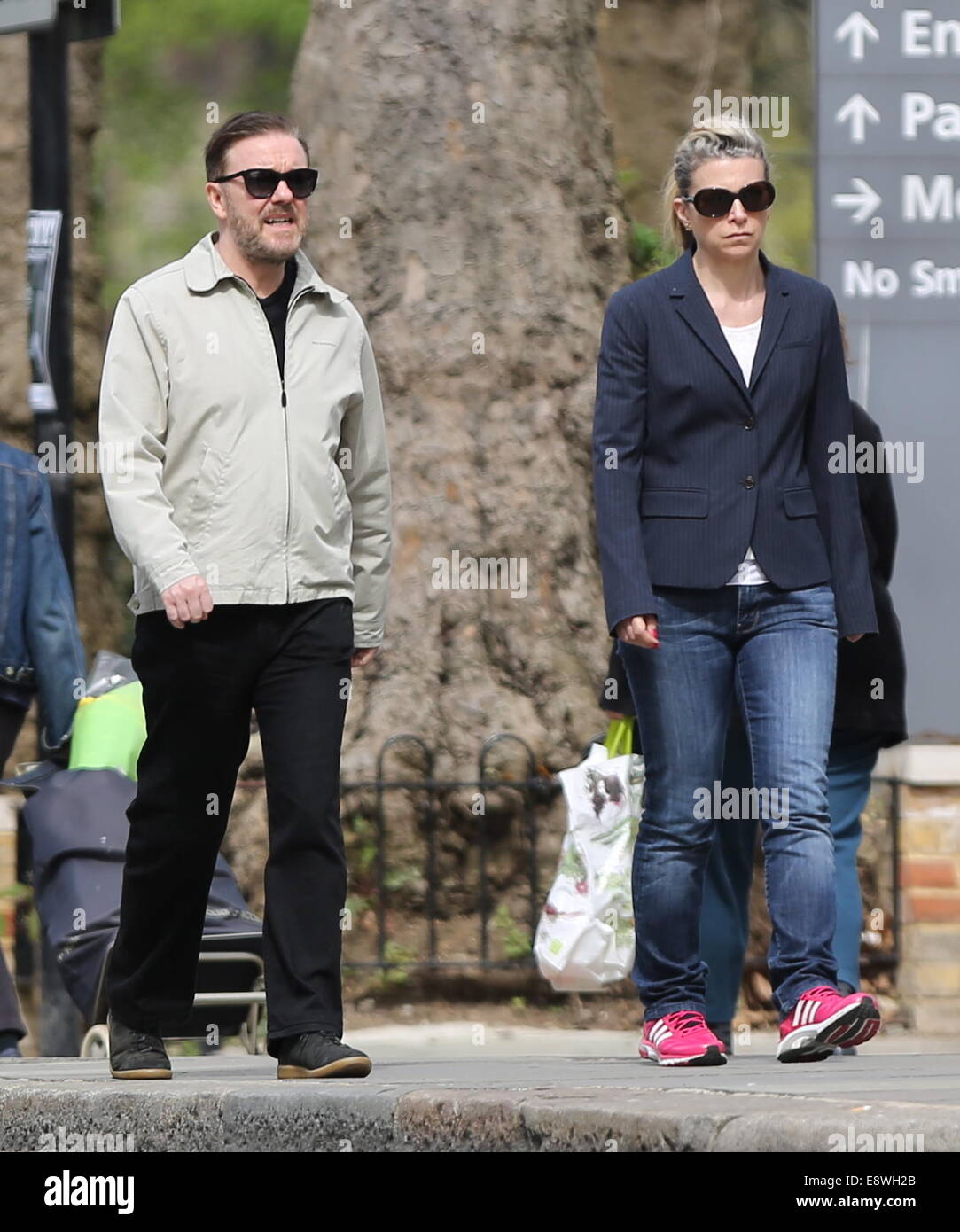 Ricky Gervais and long term partner Jane Fallon seen walking in North ...