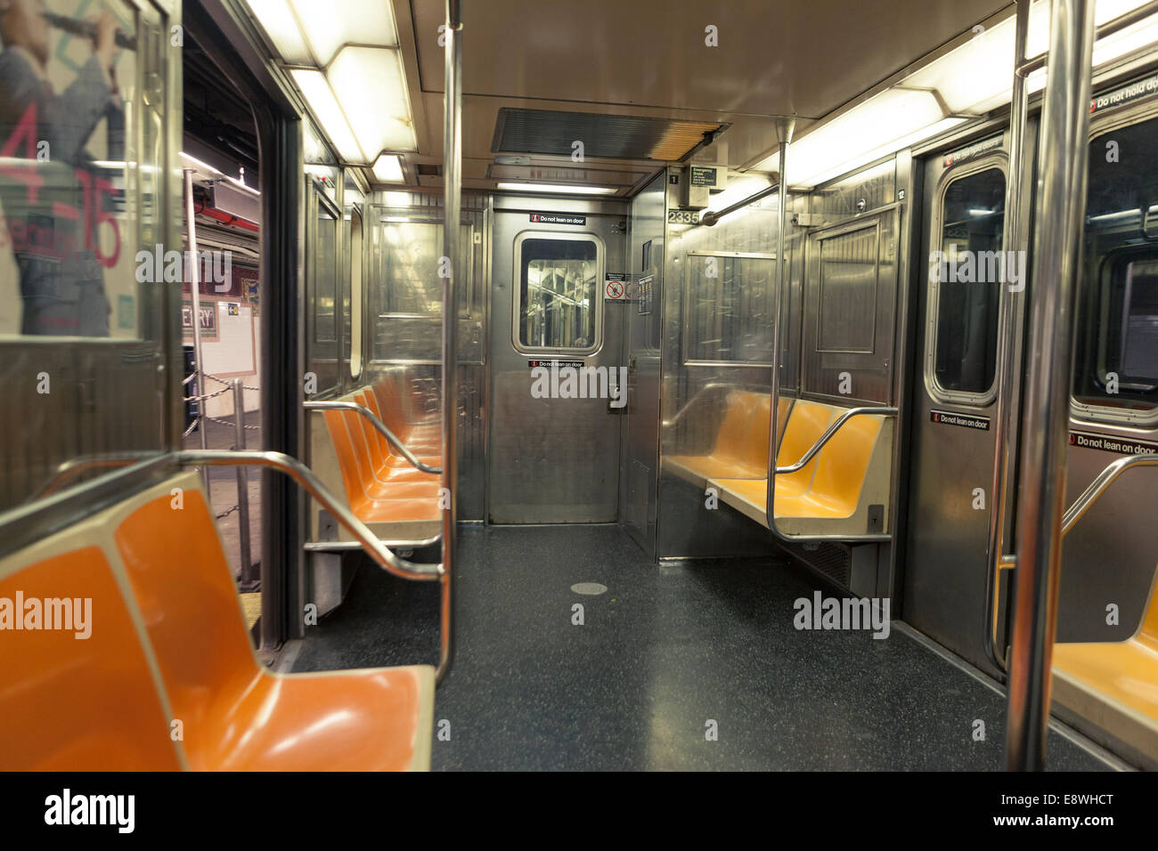 Internal detail of New York subway train Stock Photo - Alamy