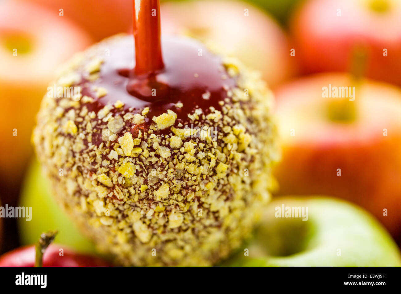 Hand dipped caramel apples decorated for Halloween Stock Photo - Alamy