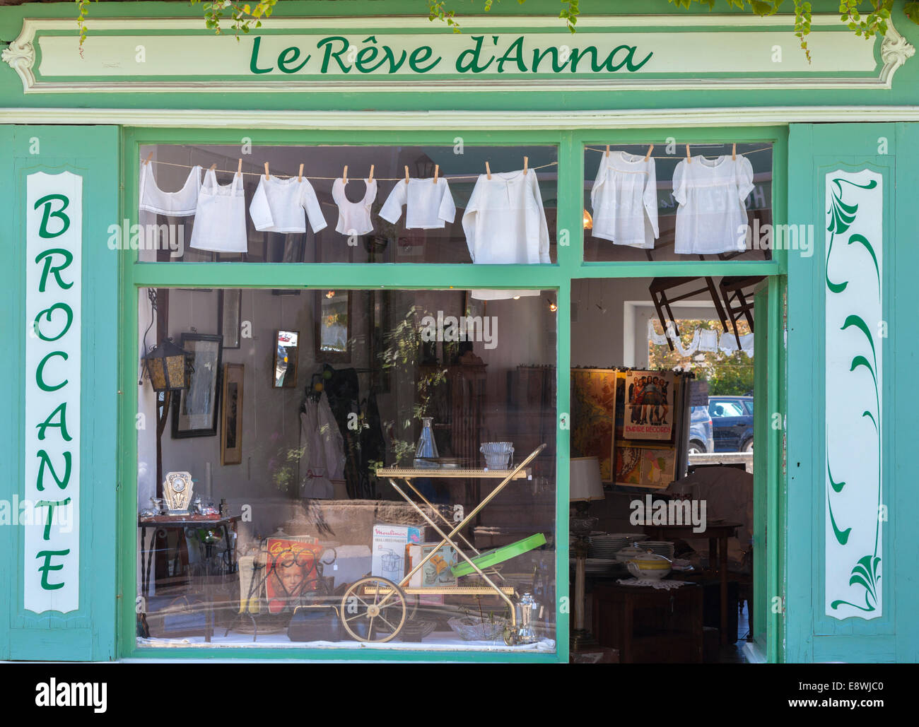 Antiques shop window in Sault, Vaucluse, Provence, France Stock Photo ...