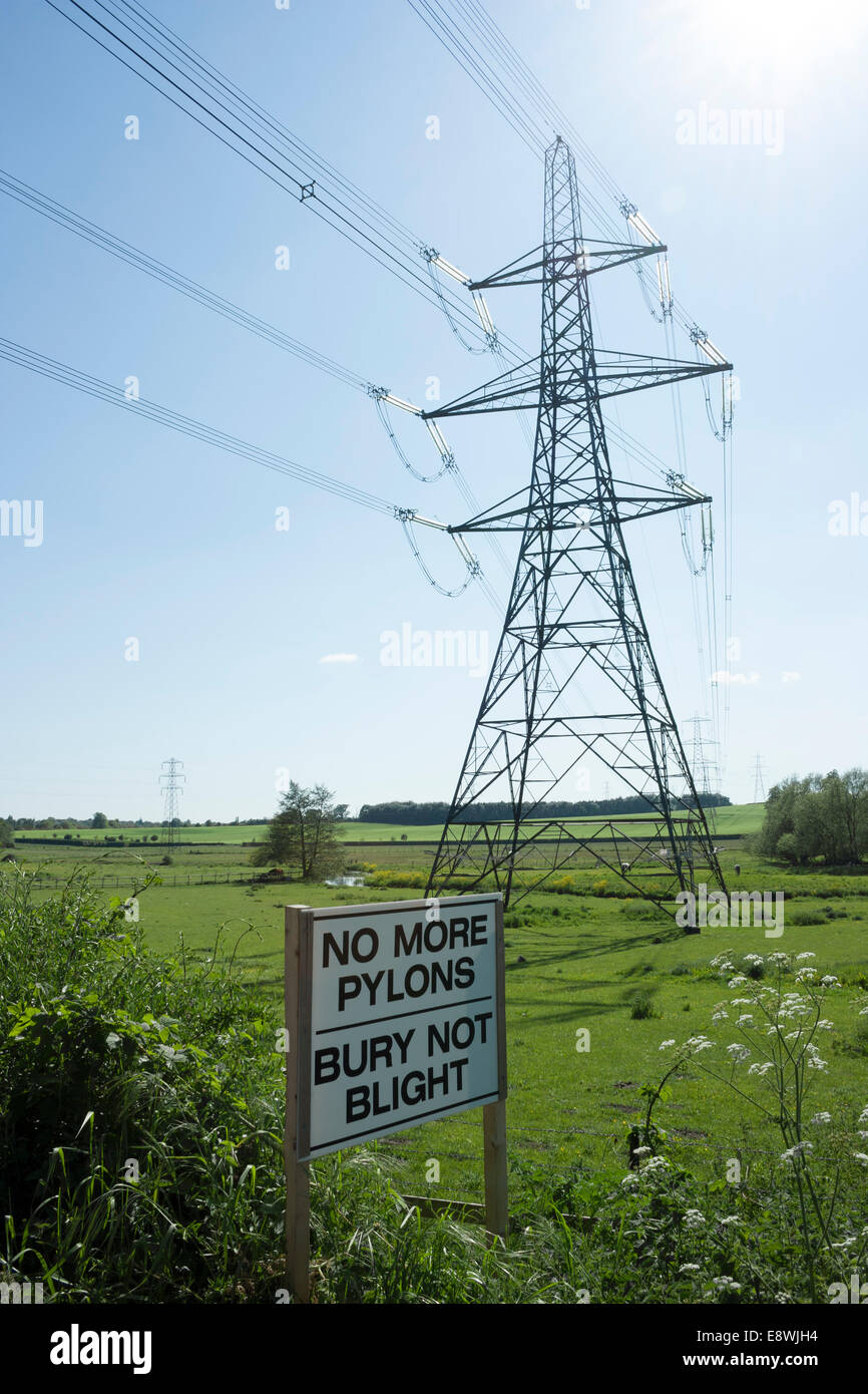 Bury not blight anti pylon protest Stock Photo - Alamy