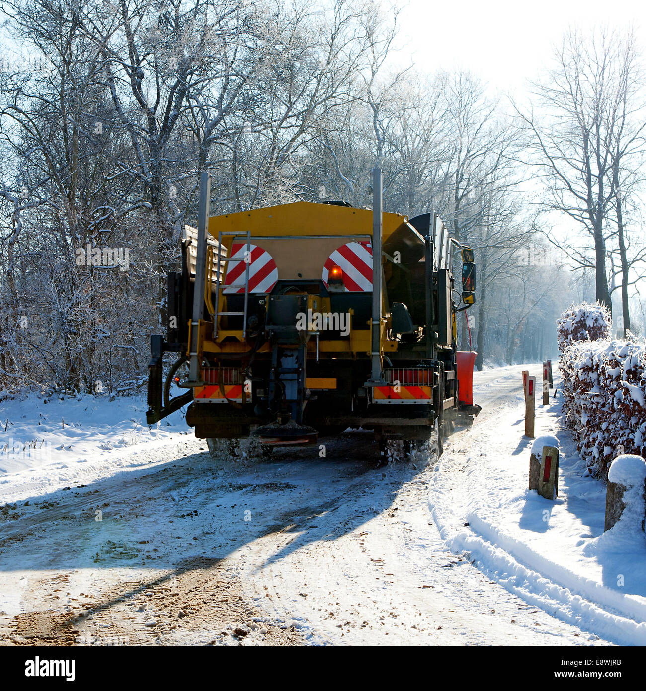 Dutch snow gritter sprinkle salt on the road Stock Photo - Alamy
