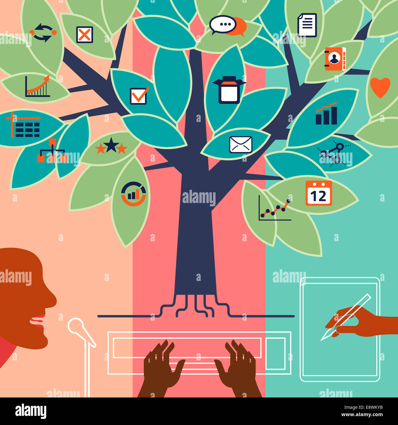 Voice, text, manual data input. Concept illustration Stock Photo - Alamy