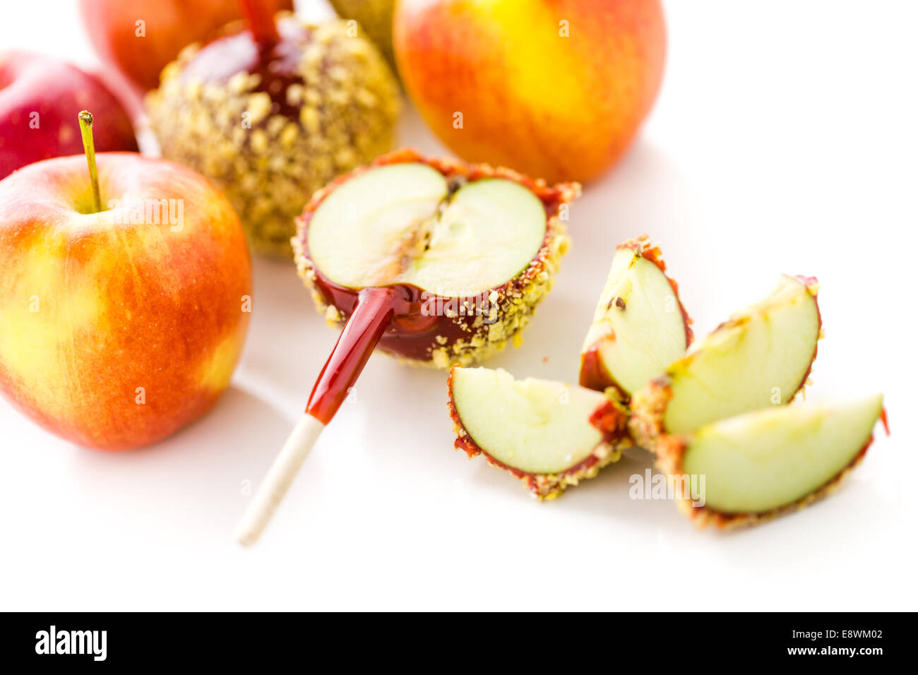 Hand dipped caramel apples decorated for Halloween Stock Photo - Alamy