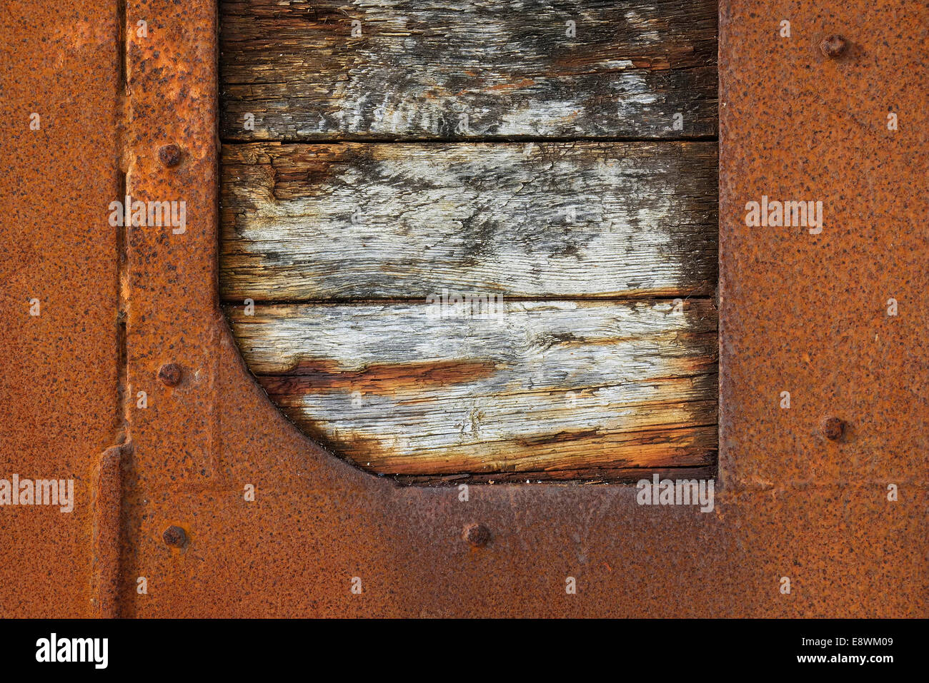 rusty metal and weathered wood Stock Photo - Alamy