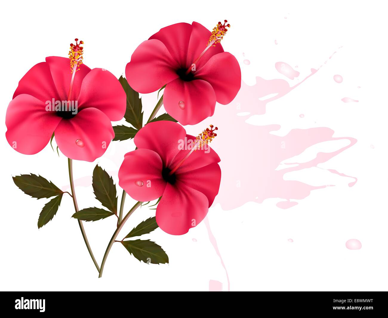Three pink flowers background. Vector Stock Photo - Alamy