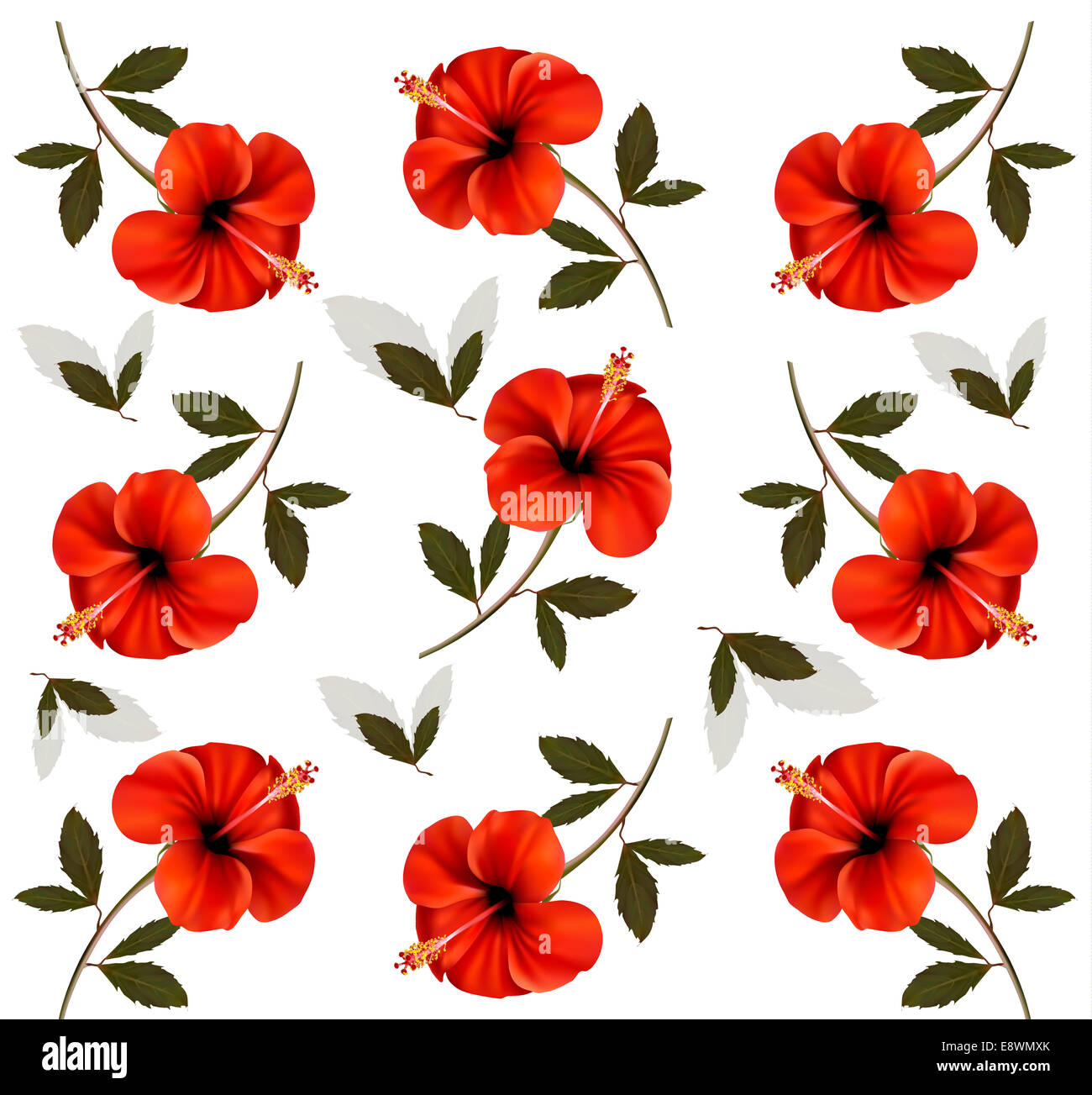 Pattern of beautiful red flowers. Vector Stock Photo - Alamy
