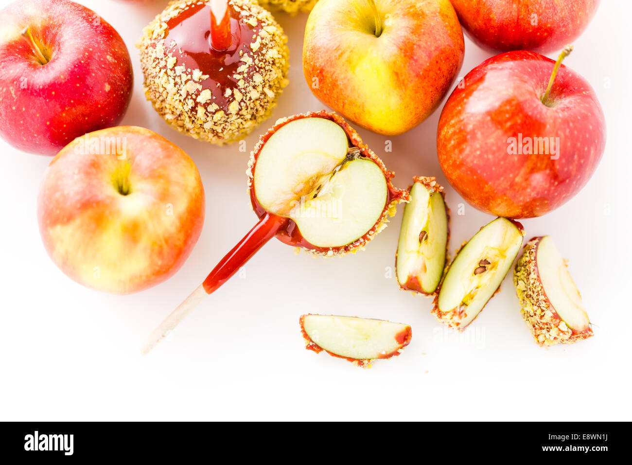 Hand dipped caramel apples decorated for Halloween Stock Photo - Alamy