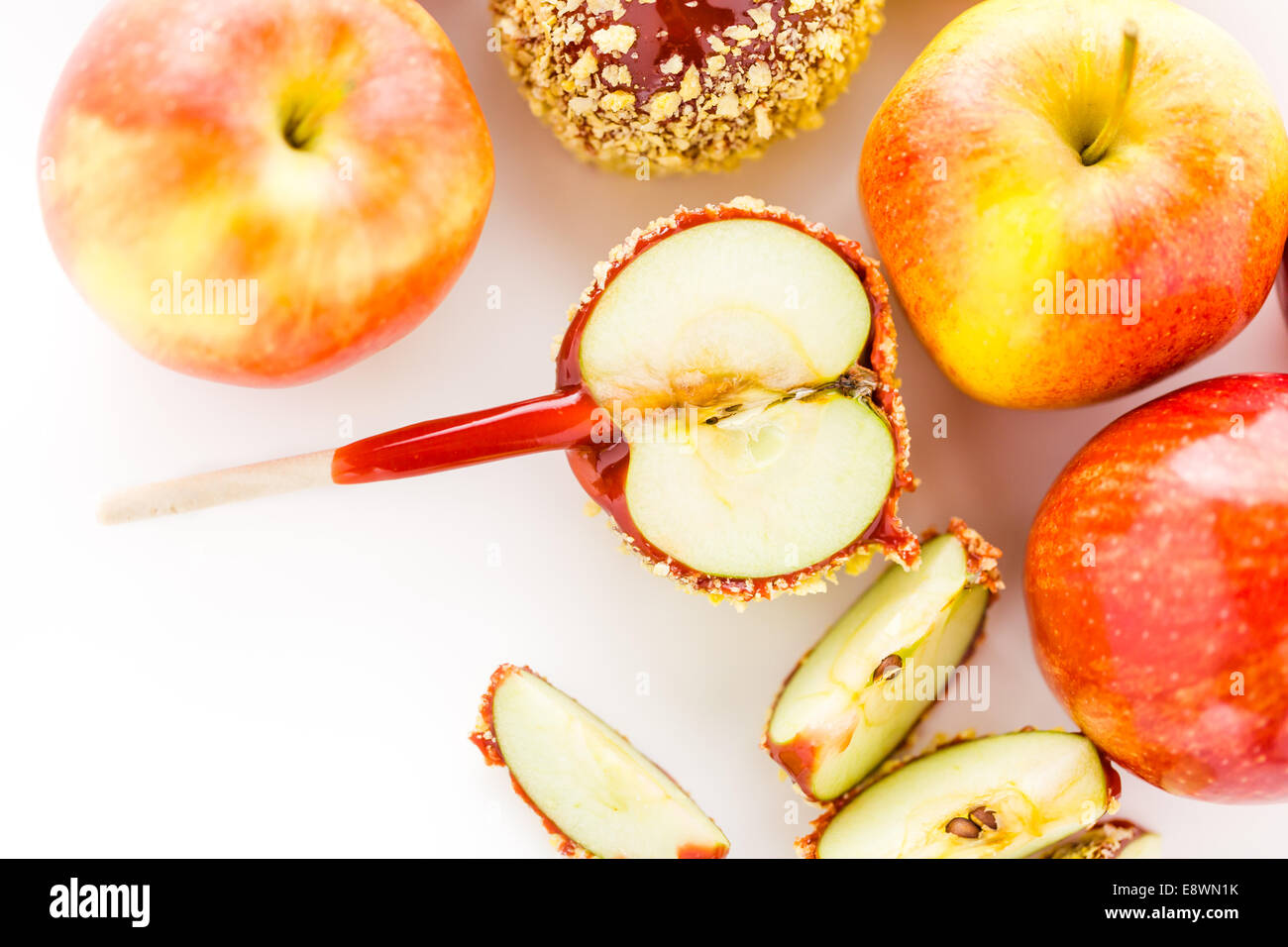 Hand dipped caramel apples decorated for Halloween Stock Photo - Alamy