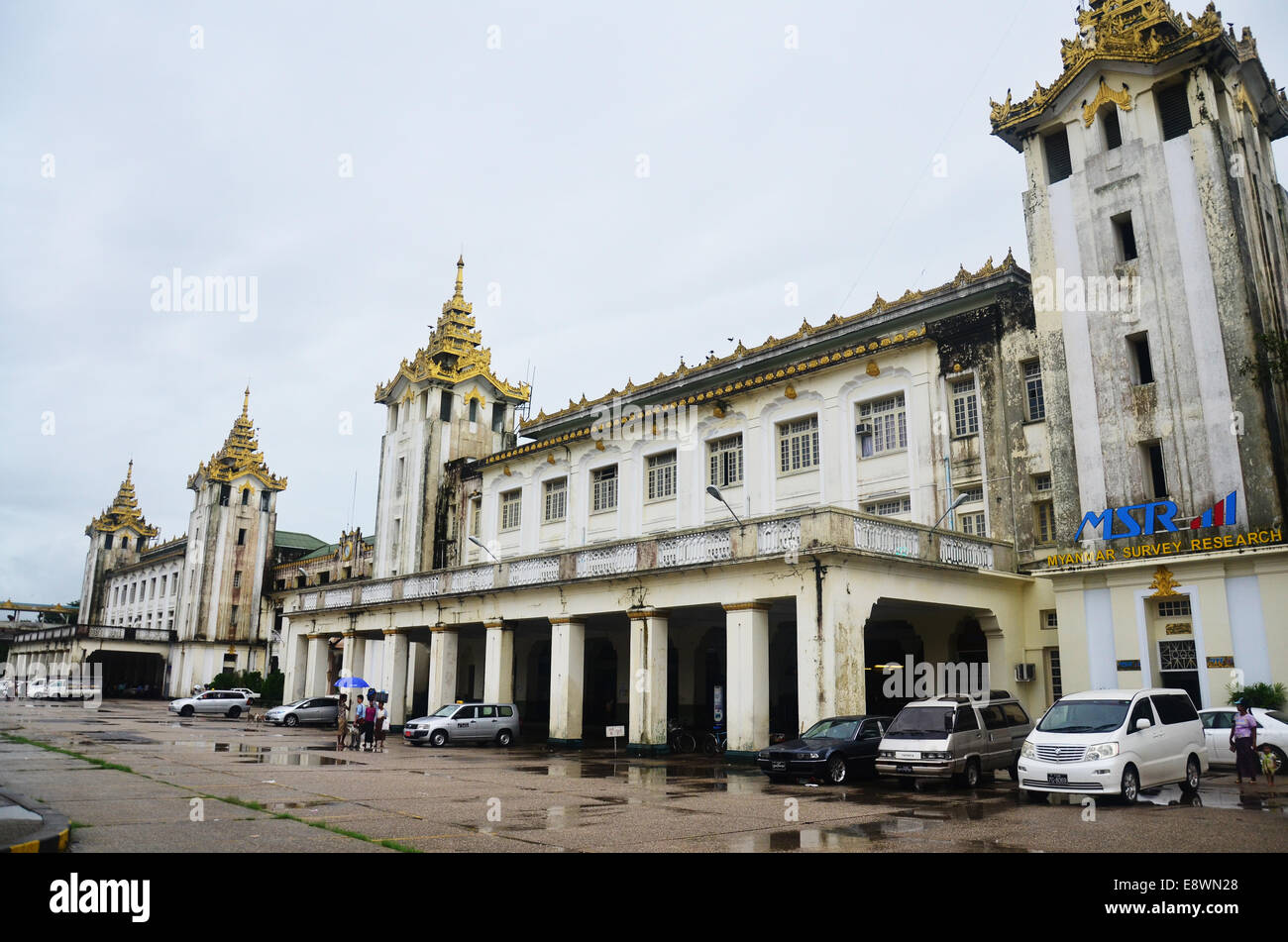 Front of Yangon Central Railway Station on July 13, 2014 in Yangon ...